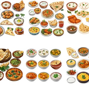 Indian Food Clipart: Authentic Dishes PNG Illustrations (digital ...