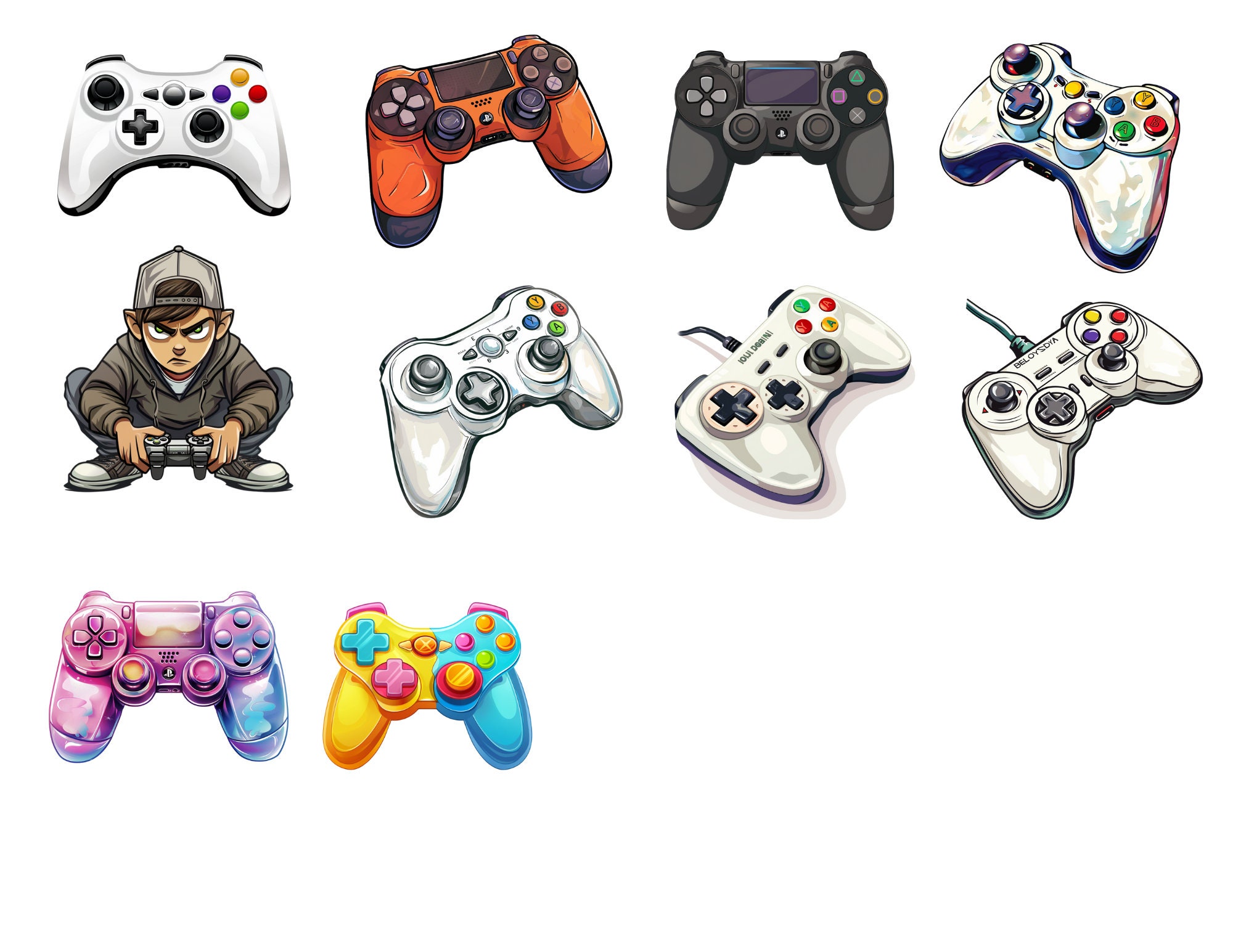 Video Game Consoles and Controllers Clipart Set | Illustration for ...