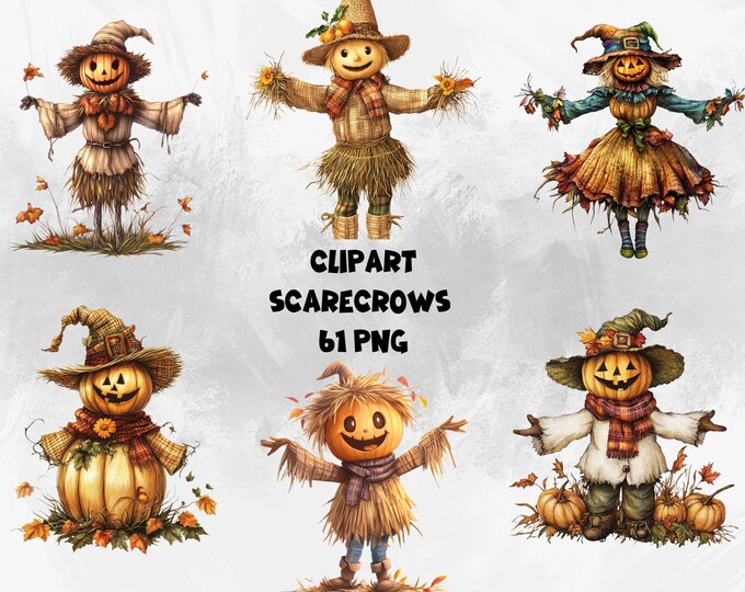 Scary Scarecrow PNG Clipart Bundle - 40 High Quality PNG - Instant ...