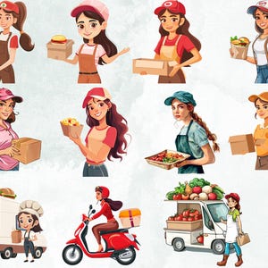 Clipart Food Delivery Drivers Delivery Drivers PNG Digital Print Fast ...
