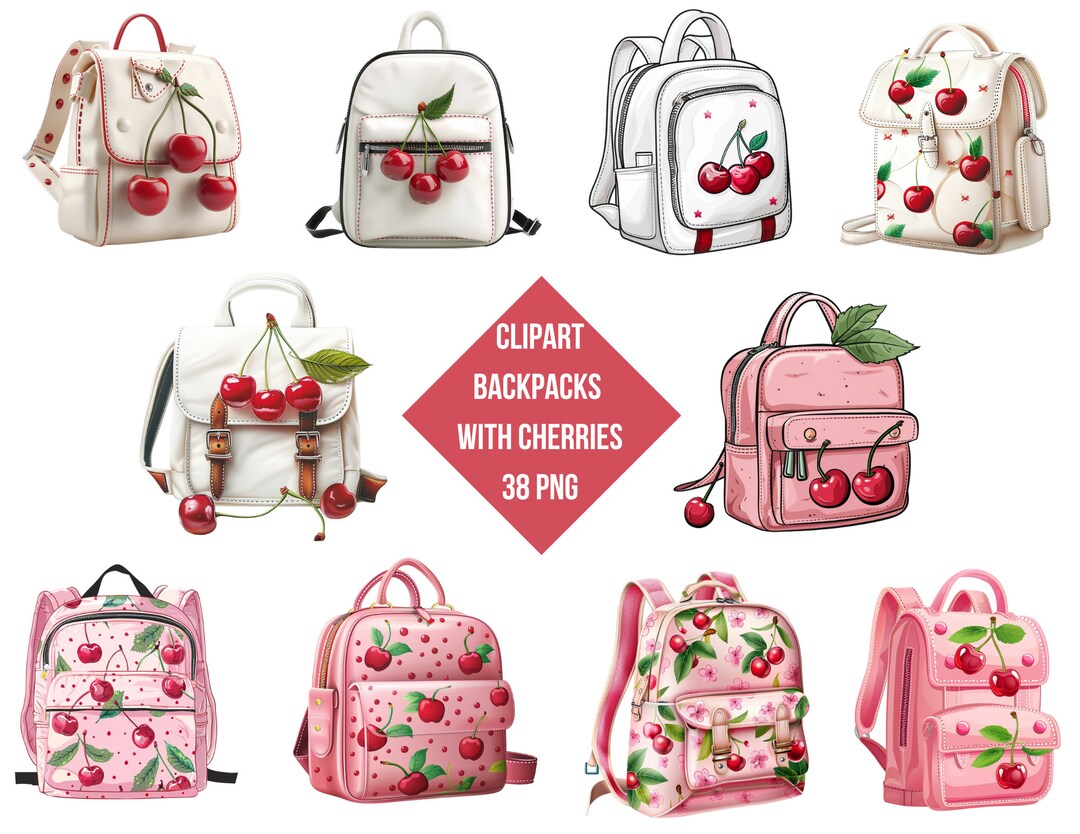 Clipart Backpacks With Cherries | Backpacks With Cherries PNG ...
