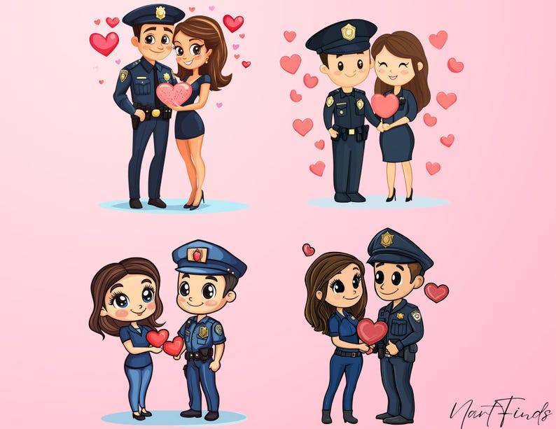 Clipart Police Couple, Police Couple Png, Valentine Decor, Cute Design ...