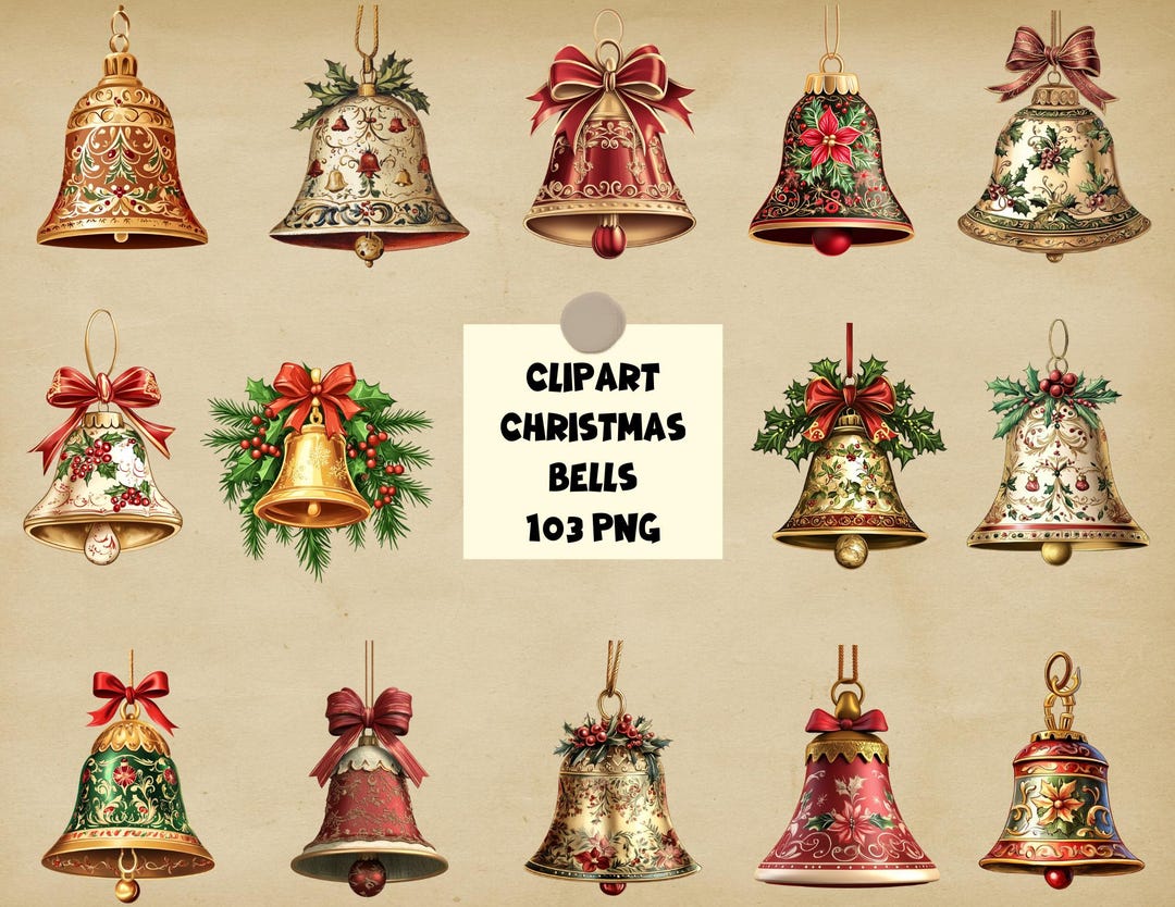 Clipart Christmas Bells 103 PNG | Digital Print Pretty Bells ...