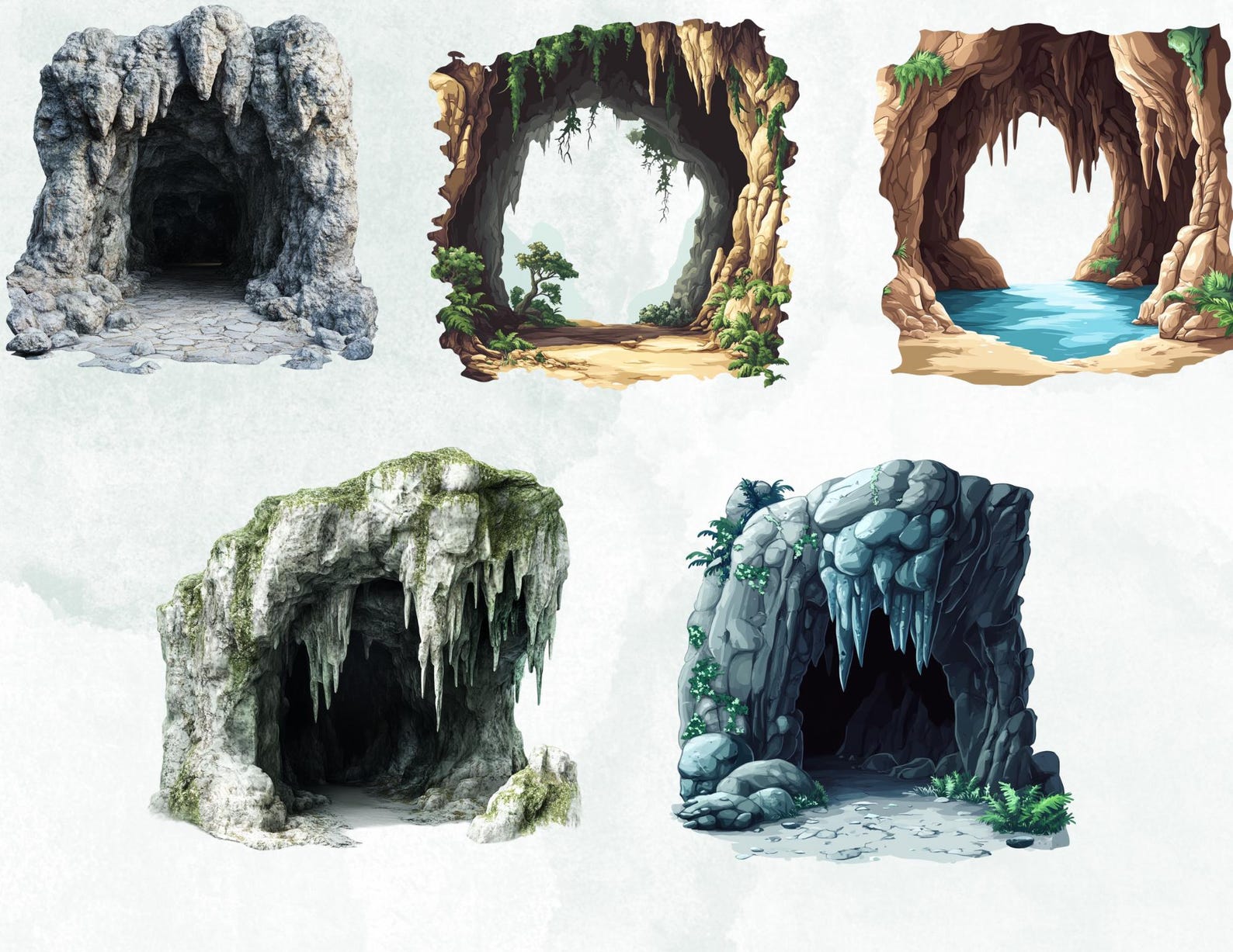 Clipart Unique Caves | 40 Pngs | Caves Decor | Transparent Background ...