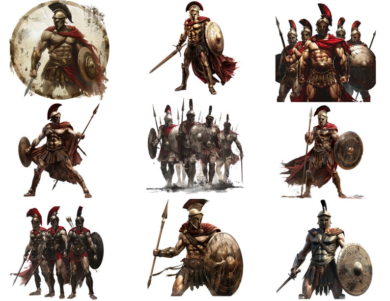 Spartans Warrior Clipart Bundle | Ancient Greece Digital Art Collection ...