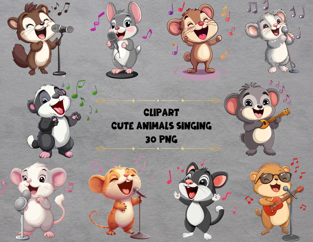 Adorable Singing Animals Clipart | Fun Clipart for Music Lovers | PNG ...