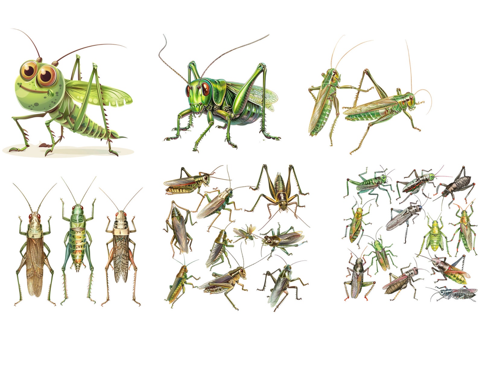 Clipart Pretty Crickets Set | Cute Insect 45 PNG | Digital Green ...