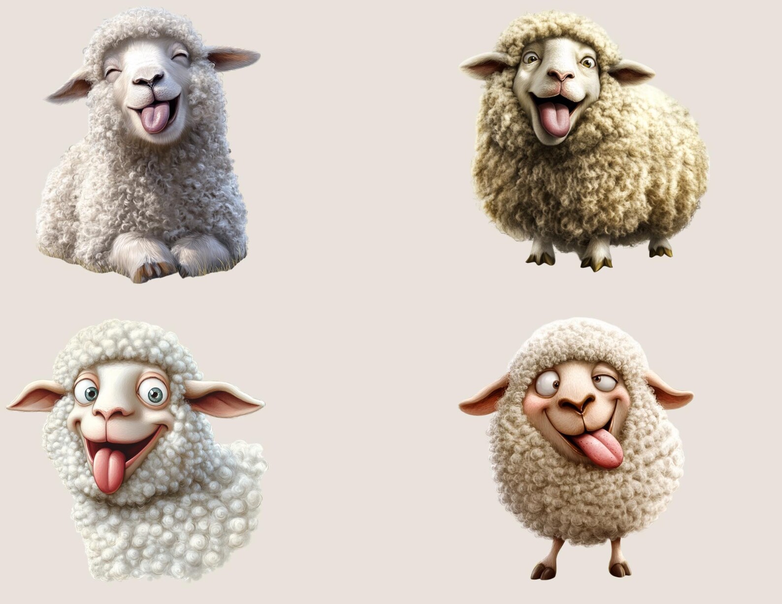 Funny Sheep Clipart Bundle, Farm Animals PNG, Digital Cute Sheep ...