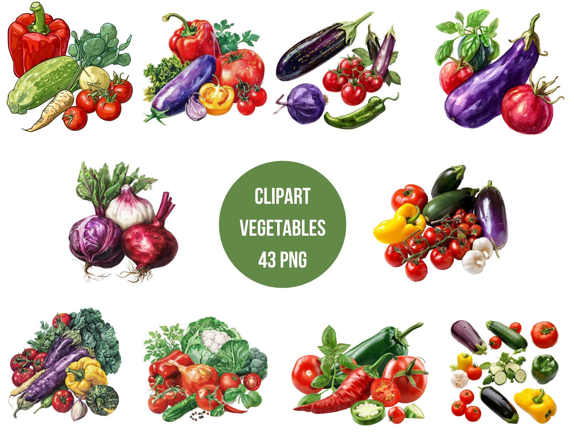 Clipart Vegetables | Vegetalbes PNG | Digital Print Vegetables ...
