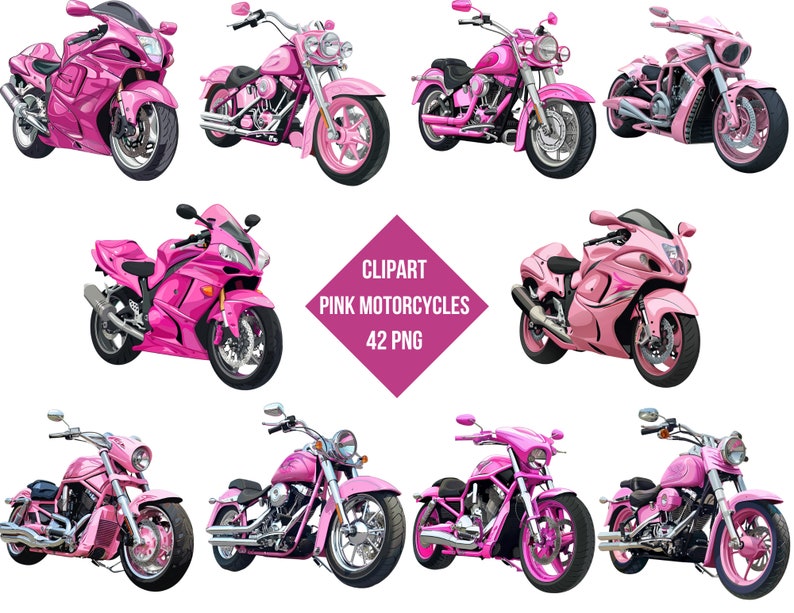 Clipart Pink Motorcycles | Pink Motorcycles PNG | Digital Print Pink ...