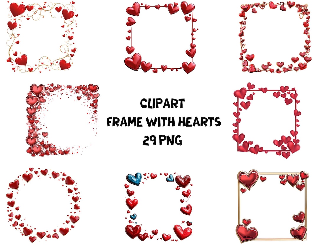 Clipart Set of Hearts Frames | Perfect Frames for Invitations and ...
