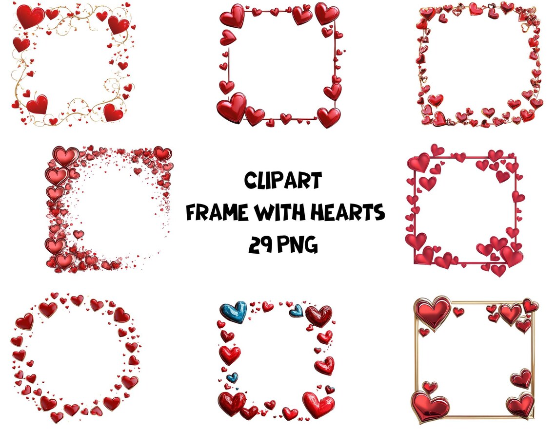 Clipart Set of Hearts Frames | Perfect Frames for Invitations and ...