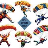Parachute SVG Bundle: Skydiving Clipart, Vector Graphics (digital ...