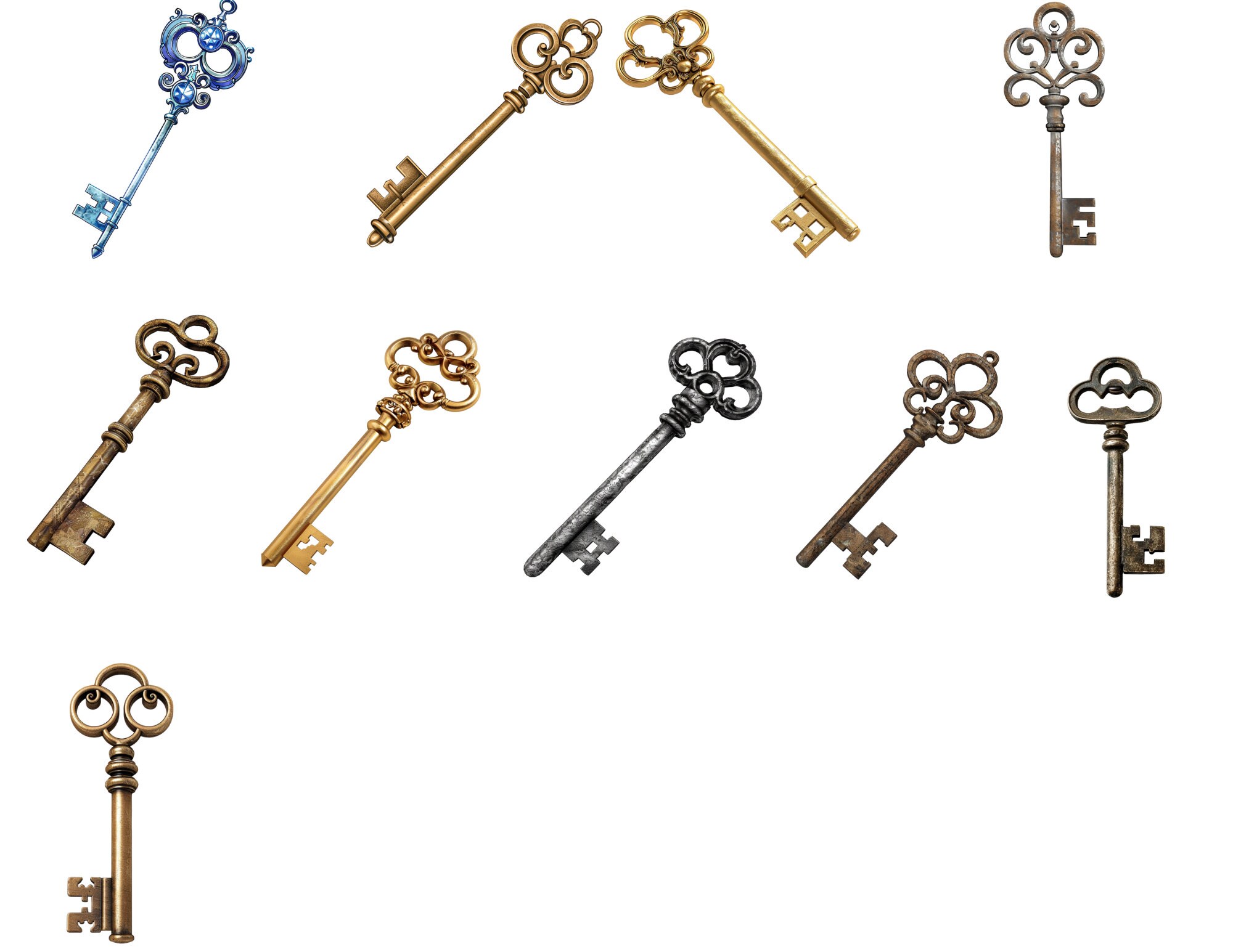 Clipart Keys | Vintage Keys PNG | Digital Print Pretty Keys | Cute ...