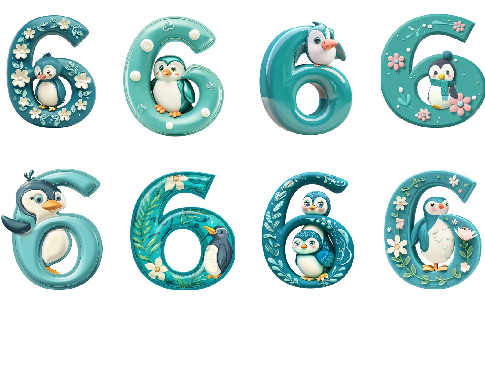 Penguin Numbers Clipart, Cute Penguin PNG, Arctic Animal Numbers, Kids ...