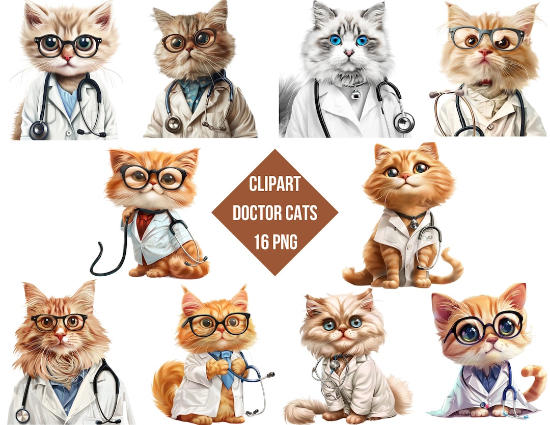 Clipart Doctor Cats | Doctor Cats PNG | Digital Print Pretty Doctor ...