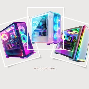 Clipart RGB Gaming PC Cases | Digital Print for Tech Enthusiasts ...