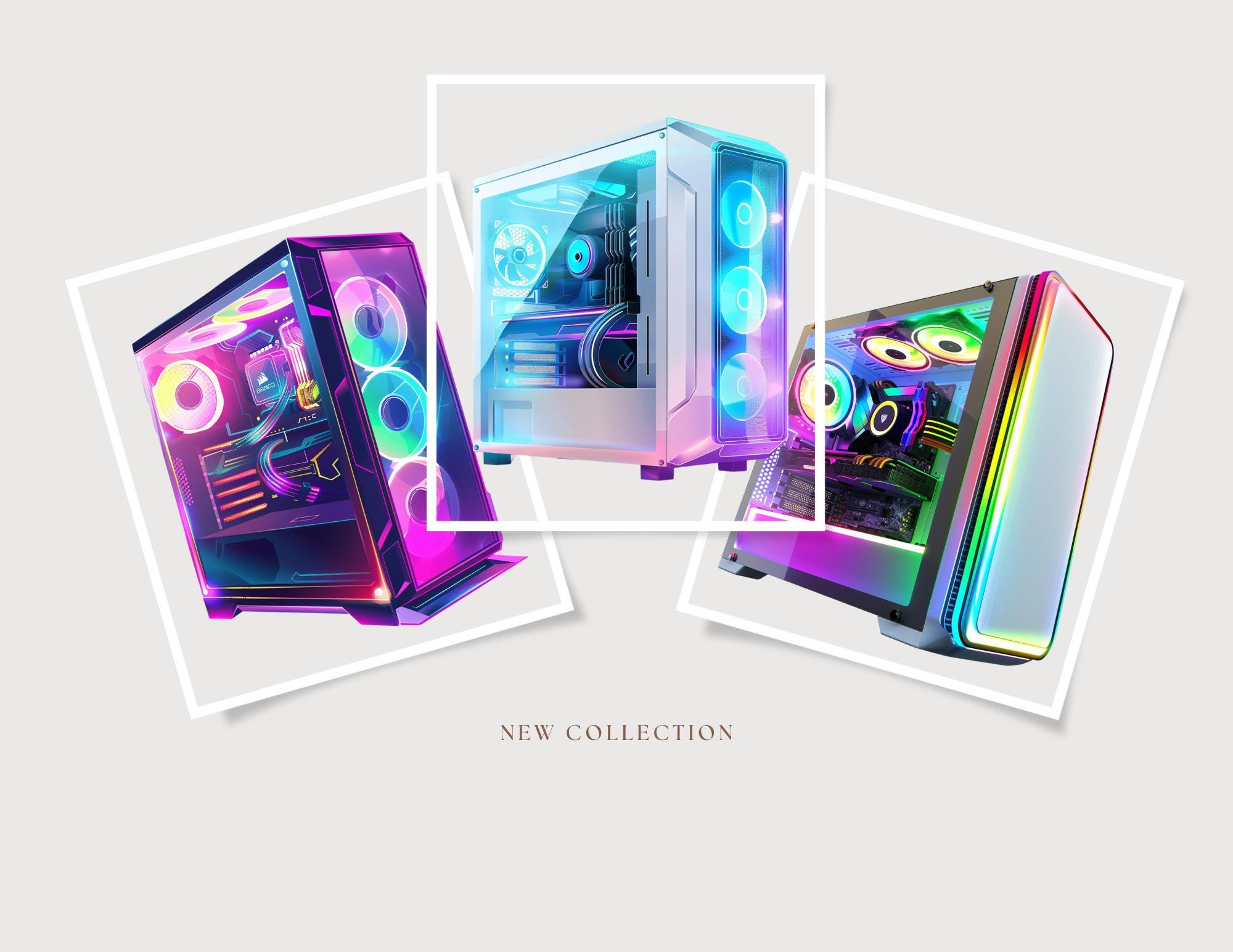 Clipart RGB Gaming PC Cases | Digital Print for Tech Enthusiasts ...
