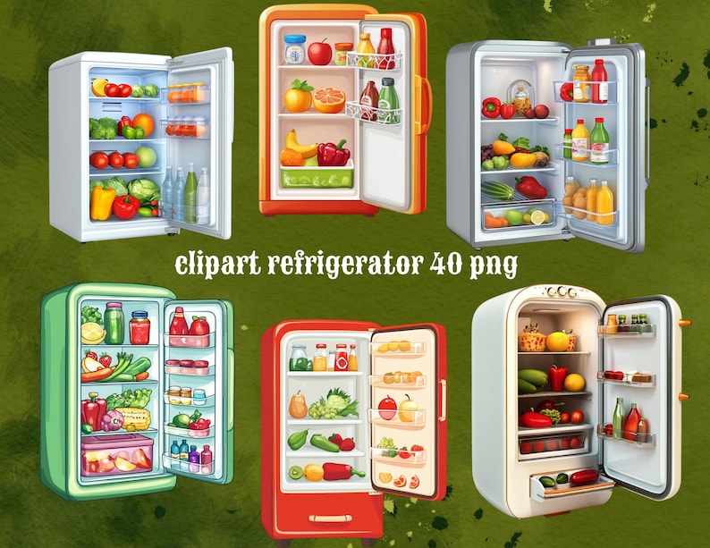 Refrigerator Clipart | Fridge Clip Art | Kitchen Decor | Colorful ...