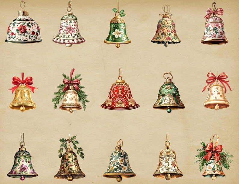 Clipart Christmas Bells 103 PNG | Digital Print Pretty Bells ...
