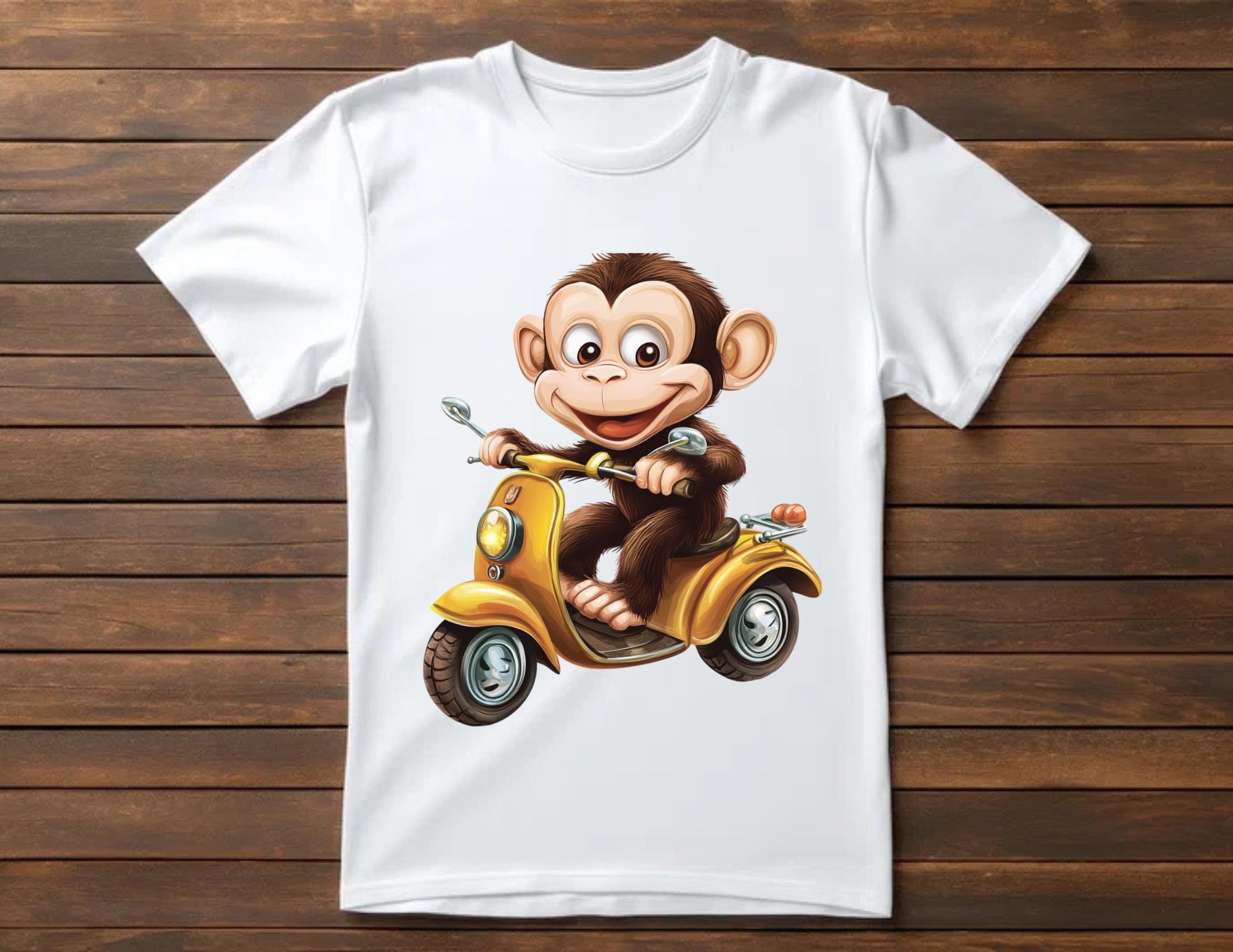Cute Monkeys on Scooter Clipart Bundle | Adorable Animals PNG | Kids ...