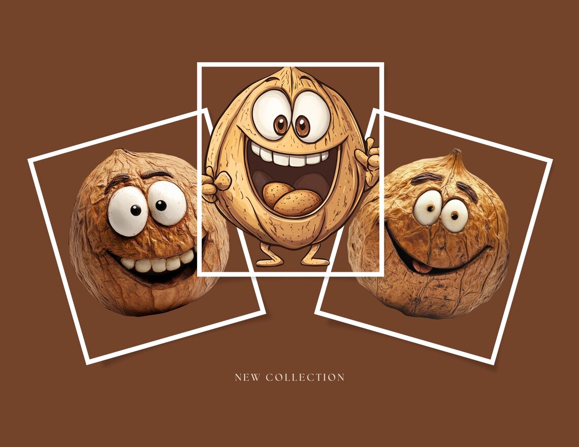 Funny Nuts Clipart | Cute Nuts 40 PNG | Digital Print Nuts Decor ...