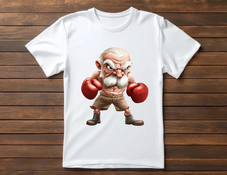 Vintage Boxer Fighters Clipart: Muscle Grandpa PNG Bundle (commercial ...