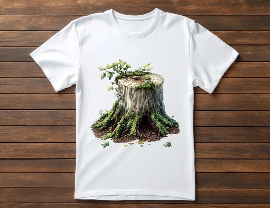 Tree Stump Clipart Bundle, Mossy Wood Logs PNG, Digital Forest ...