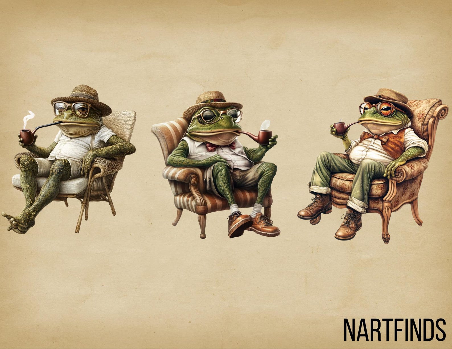 Gentleman Frosch Clipart Bundle, Frosch Pfeife PNG, digitale cool ...