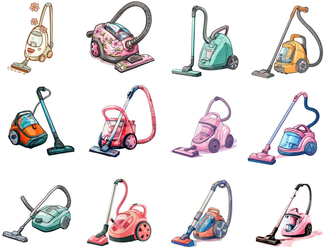 Vacuum Cleaners Clipart Set 28 High-resolution PNG, Illustrations for ...