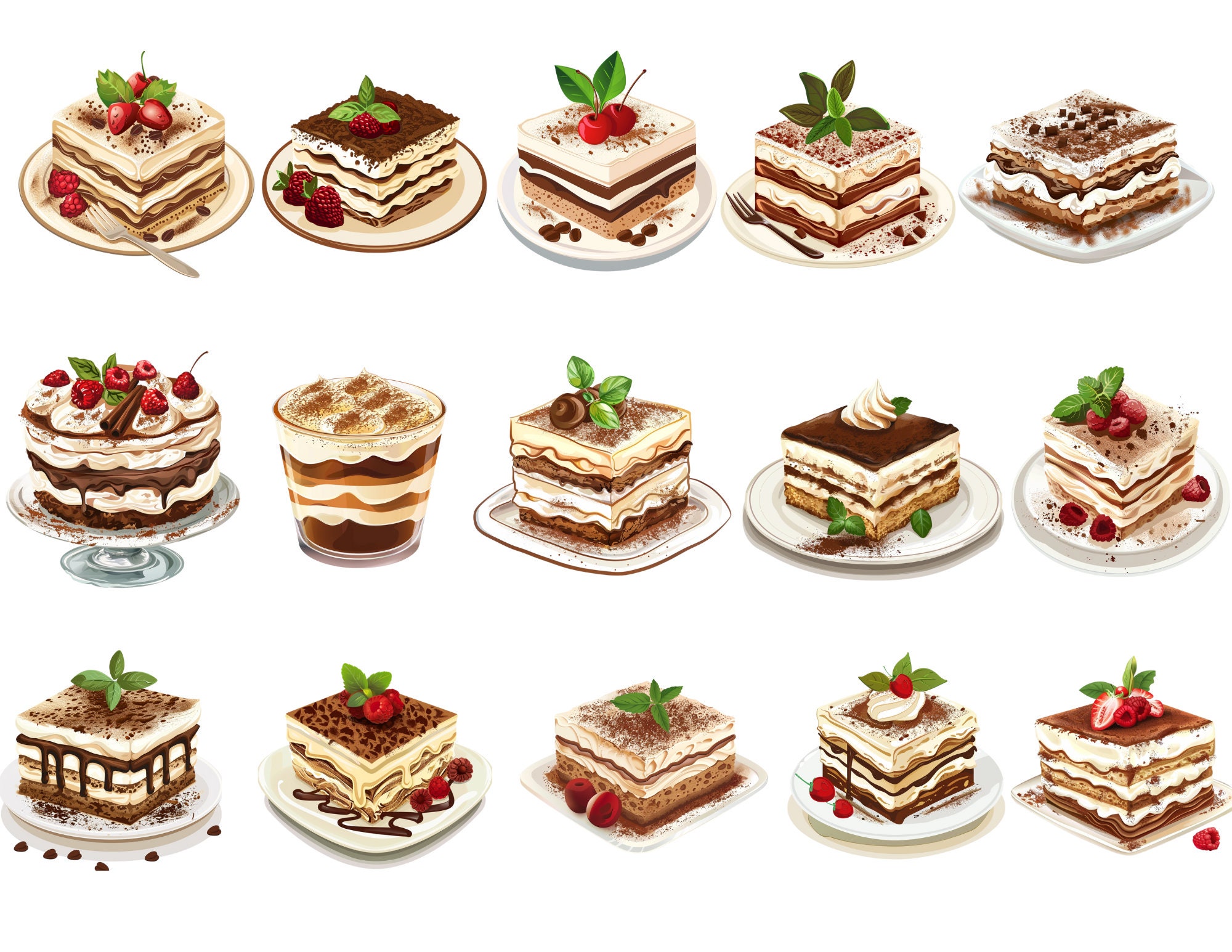 Tiramisu Clipart Set | 44 Pngs for Kitchen Designs and Creative ...