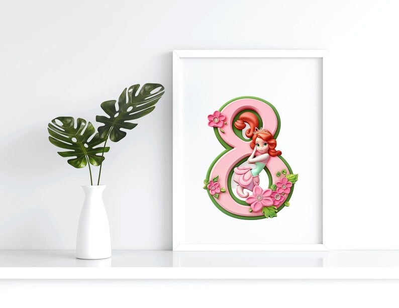 Princess Numbers Clipart, Fairy Tale Number PNG, Pink Girl Birthday ...