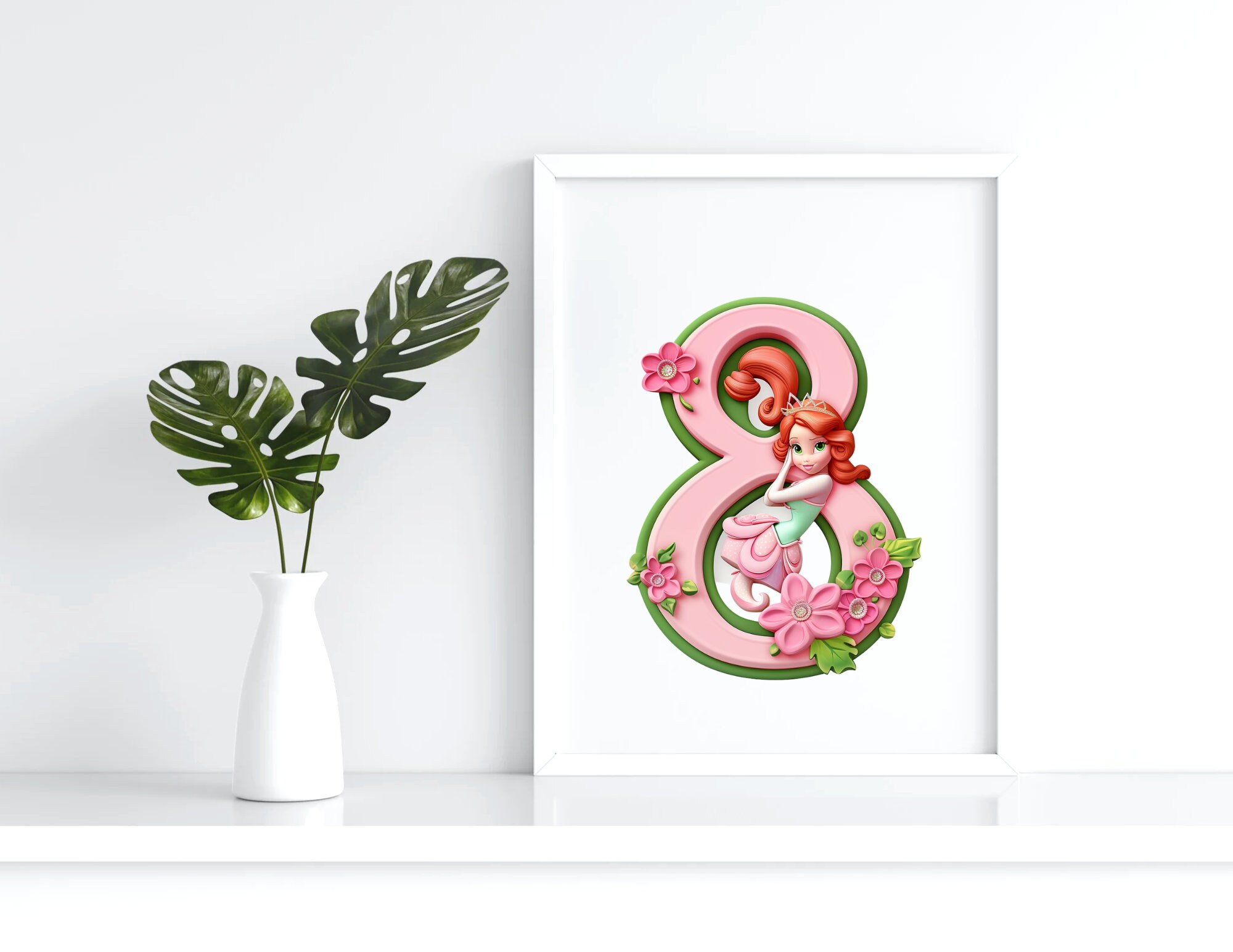 Princess Numbers Clipart, Fairy Tale Number PNG, Pink Girl Birthday ...