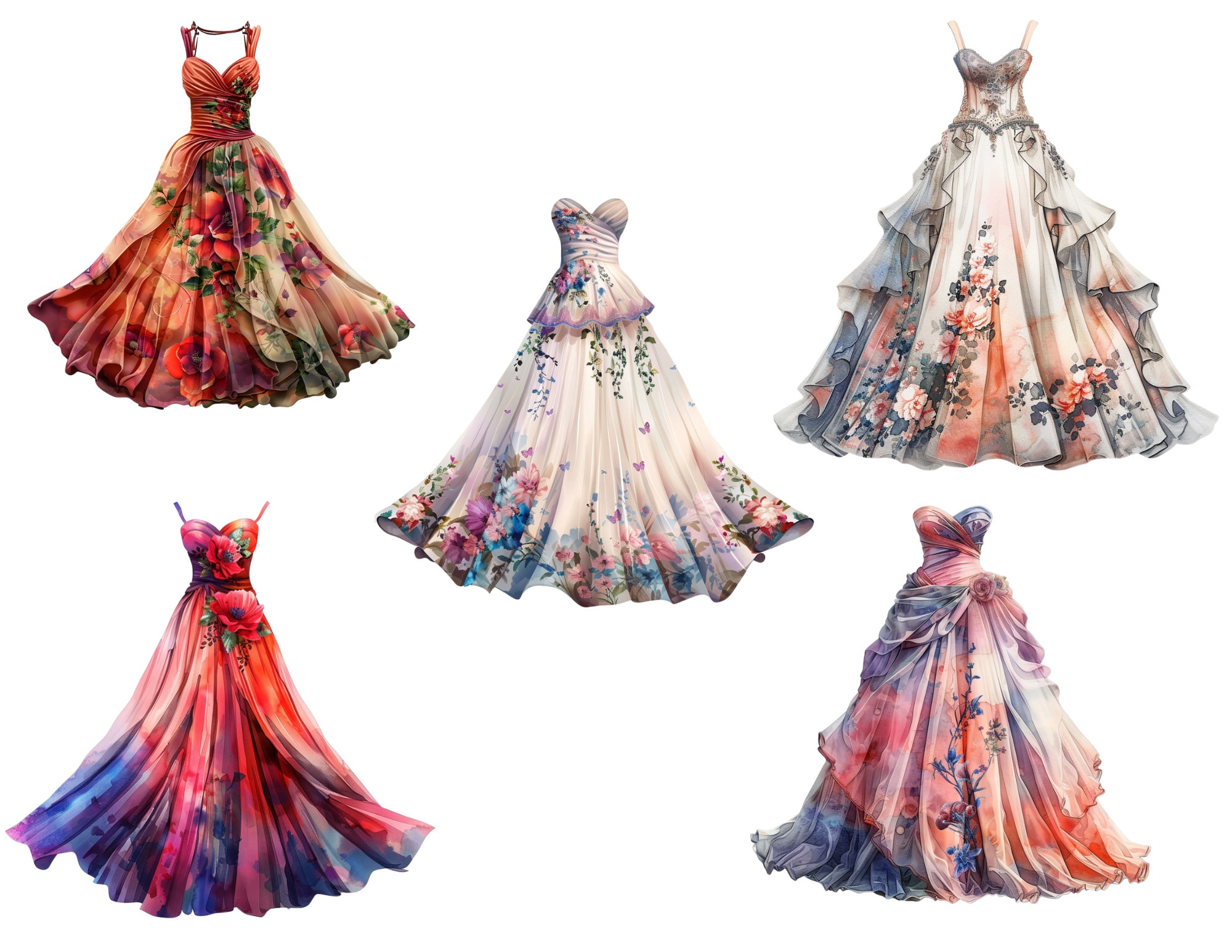 Clipart Dresses Fashion Set | Dresses Fashion PNG | Digital Print ...