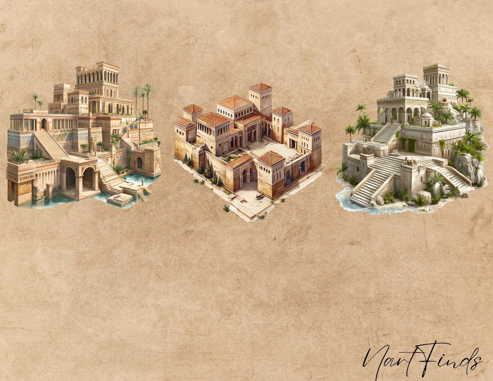 Ancient Alexandria Clipart, Ancient Buildings PNG, Digital Historical ...