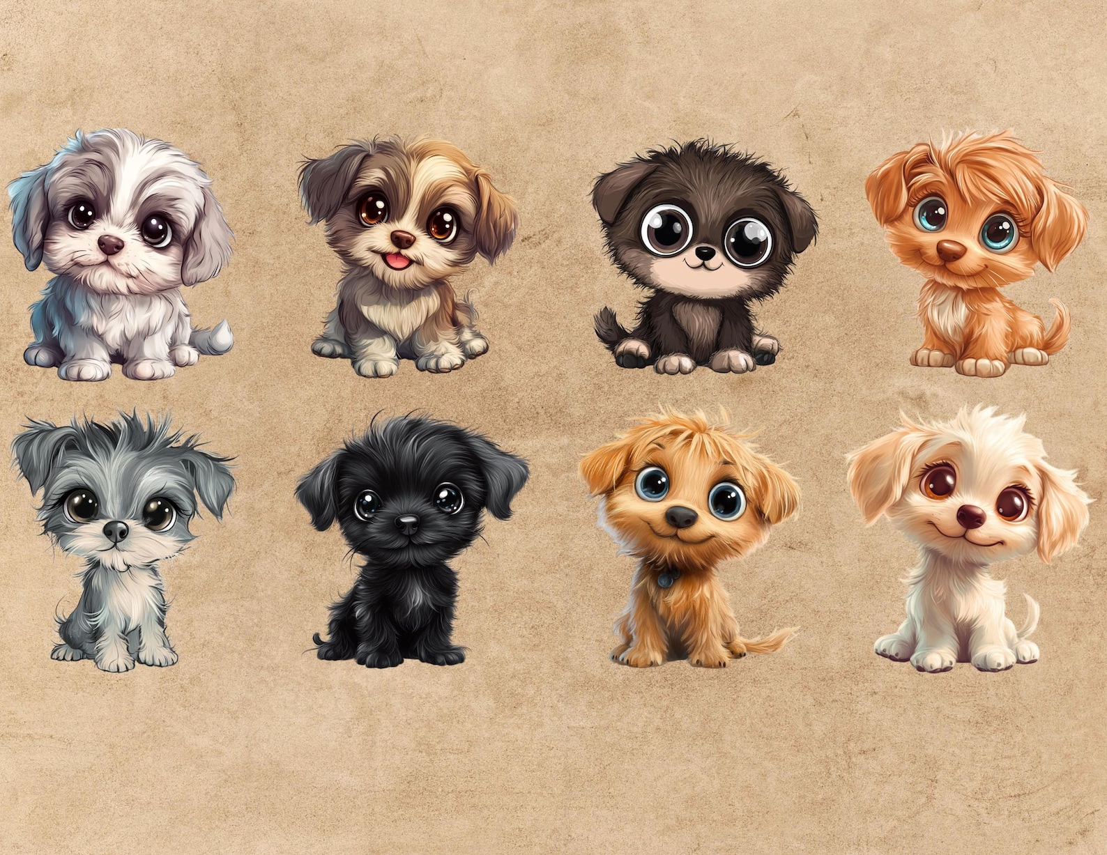 Cute Small Dog Clipart, Adorable Puppy PNG, Fluffy Dog Clip Art ...