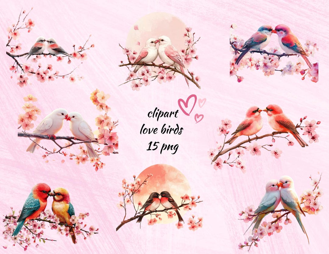 Couple Birds Clipart, Cute Birds Clip Art, Love Birds PNG, Valentine ...