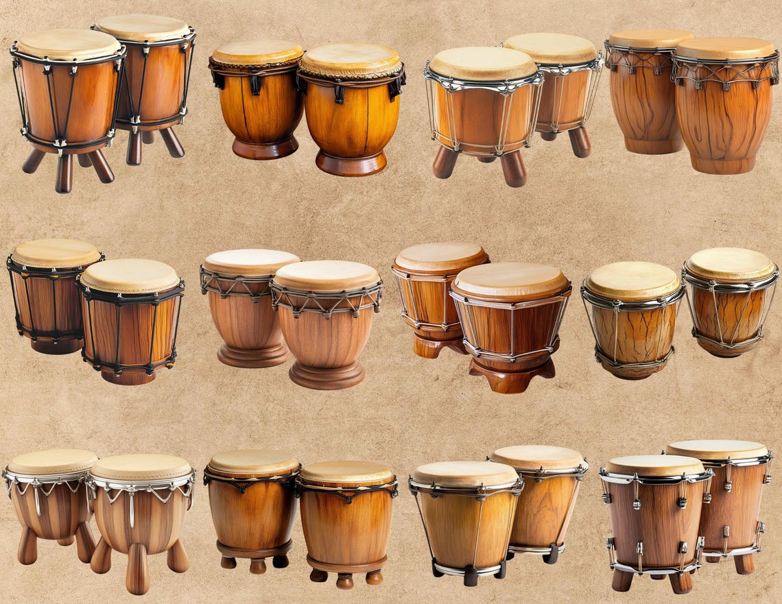 Bongos Clipart Bundle, Afro-cuban Drums PNG, High-quality Latin ...