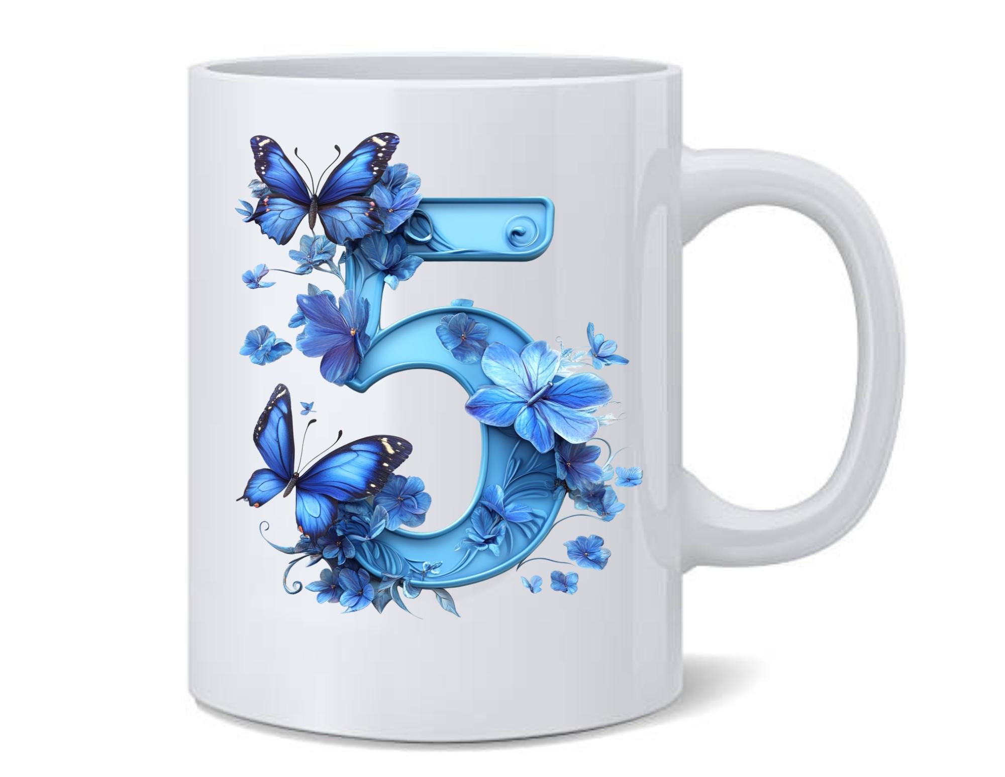 Butterfly Numbers Clipart, Blue Floral Number PNG, Elegant Number Art ...