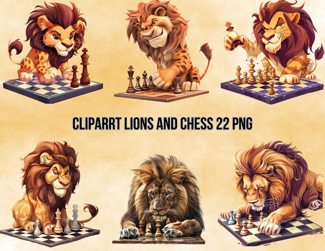 Clipart Lions Playing Chess | King of Chess PNG | Portraits With Lions ...