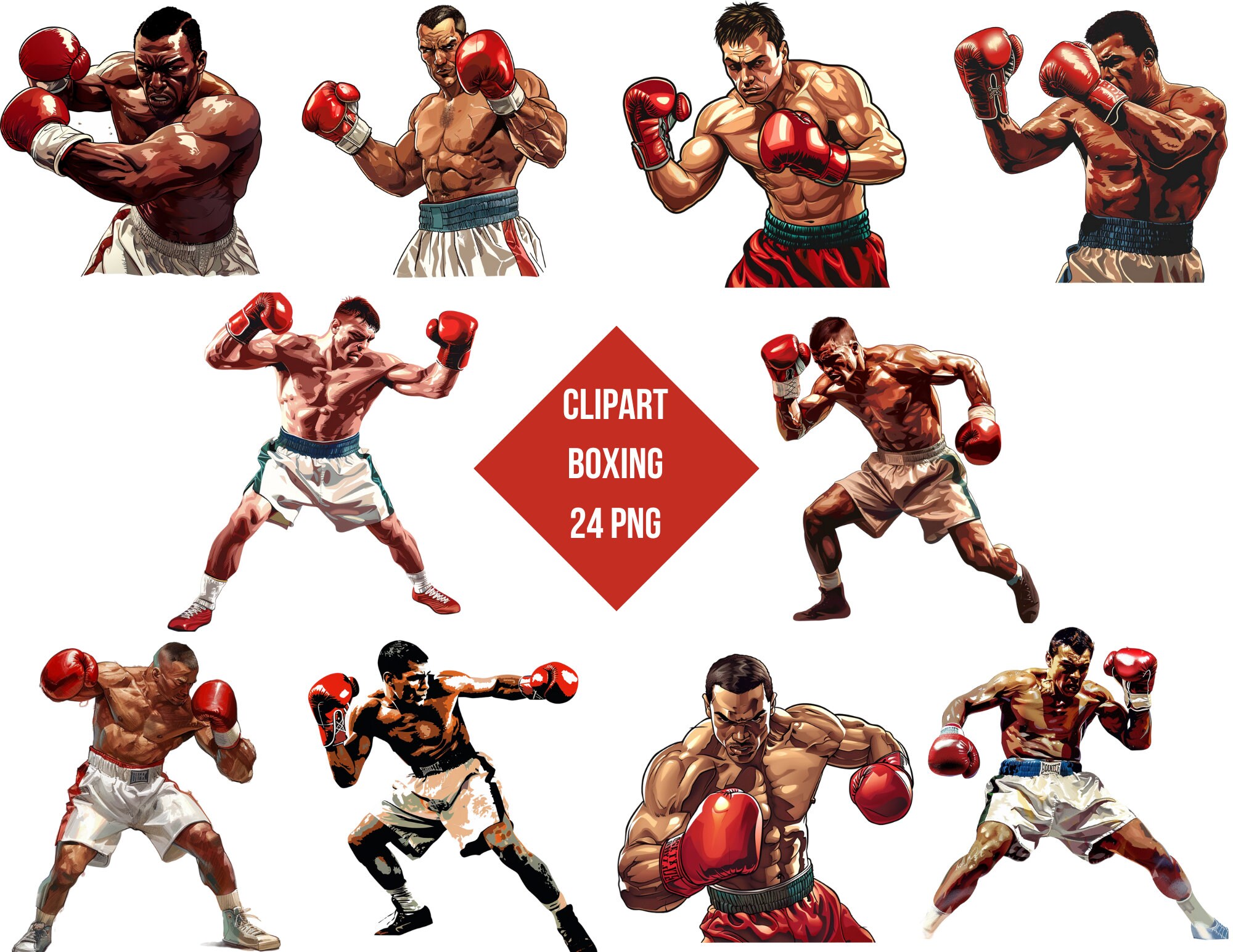 Clipart Boxing | Boxing PNG | Digital Print Boxing Decor | Transparent ...