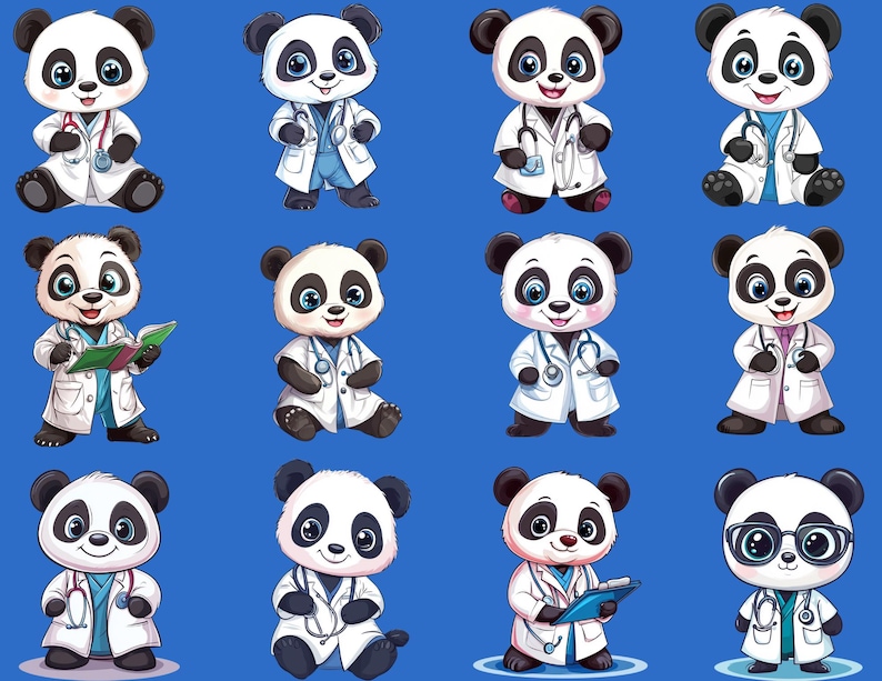 Cute Panda Doctor Clipart, Medical Panda PNG Bundle, Digital Doctor ...