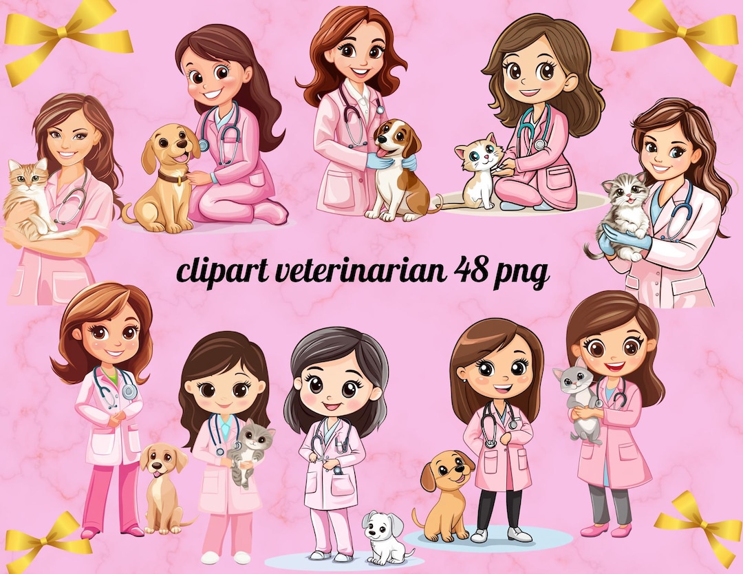 Pretty Veterinarian Clipart – Adorable Vet and Pets 48 PNG | Female Vet ...