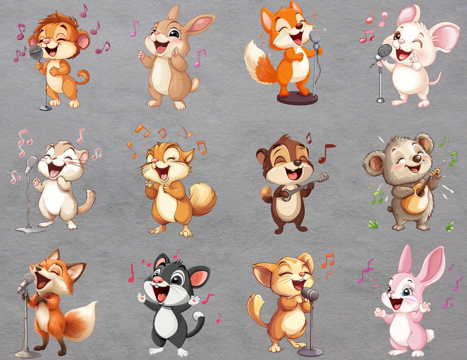 Adorable Singing Animals Clipart | Fun Clipart for Music Lovers | PNG ...