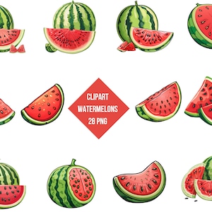 Watermelons Clipart Set | Watermelon 28 PNG | Digital Print Fruit Decor ...