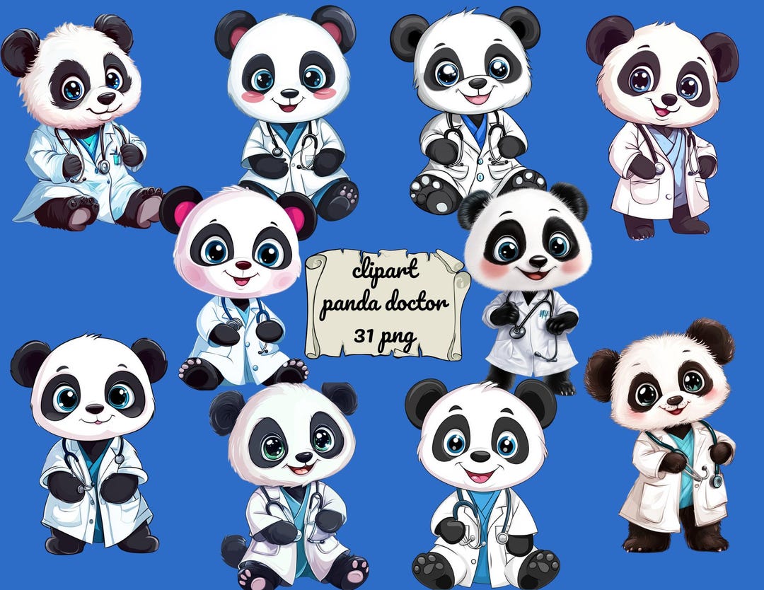 Cute Panda Doctor Clipart, Medical Panda PNG Bundle, Digital Doctor ...