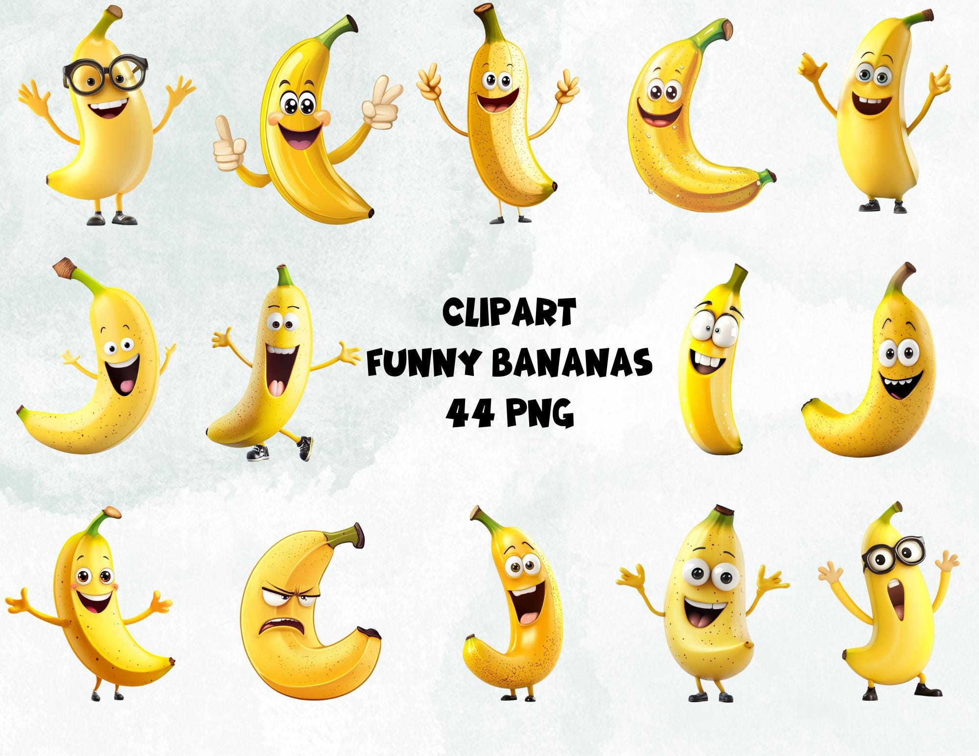 Clipart Funny Bananas | Funny Bananas 44 PNG | Digital Print Cute ...