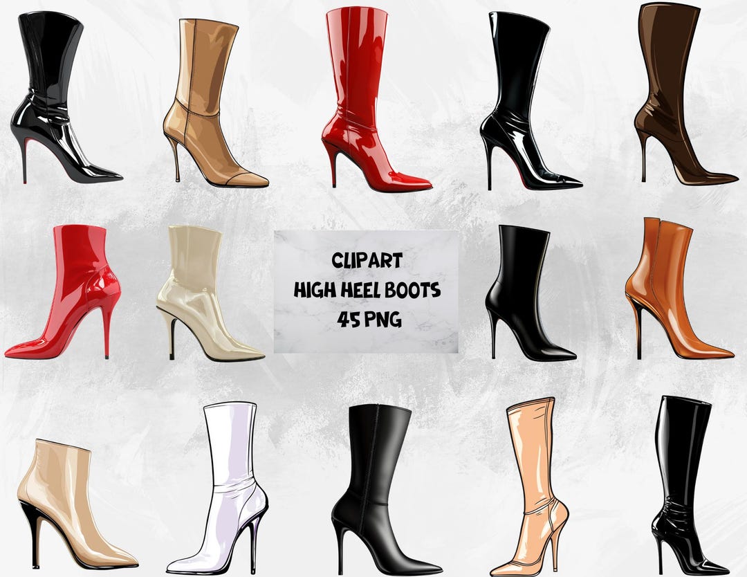 Stylish High Heel Boots Clipart, Trendy Digital Fashion 45 PNG ...