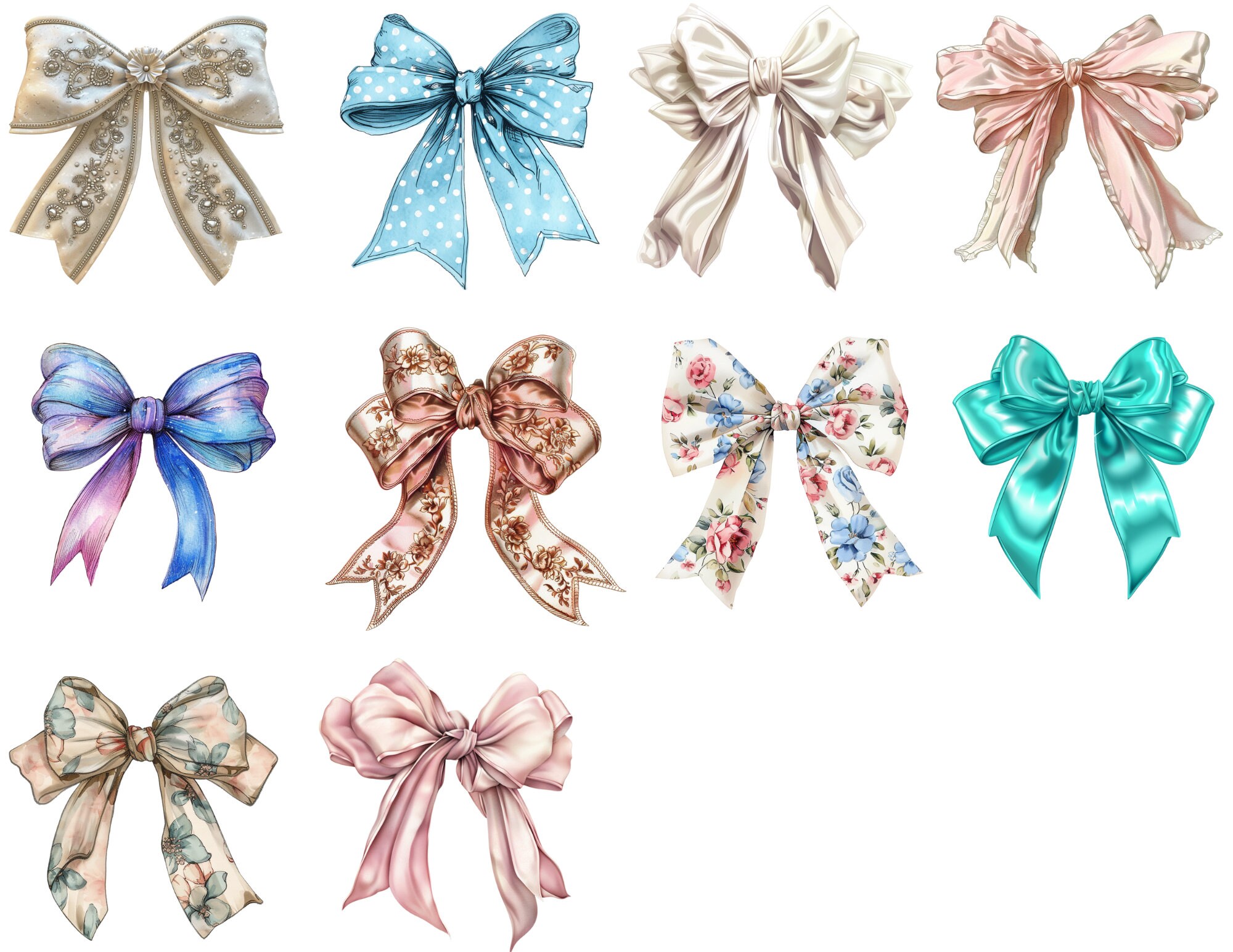 Clipart Pretty Bows | Colorful Bows PNG | Digital Print Bows ...