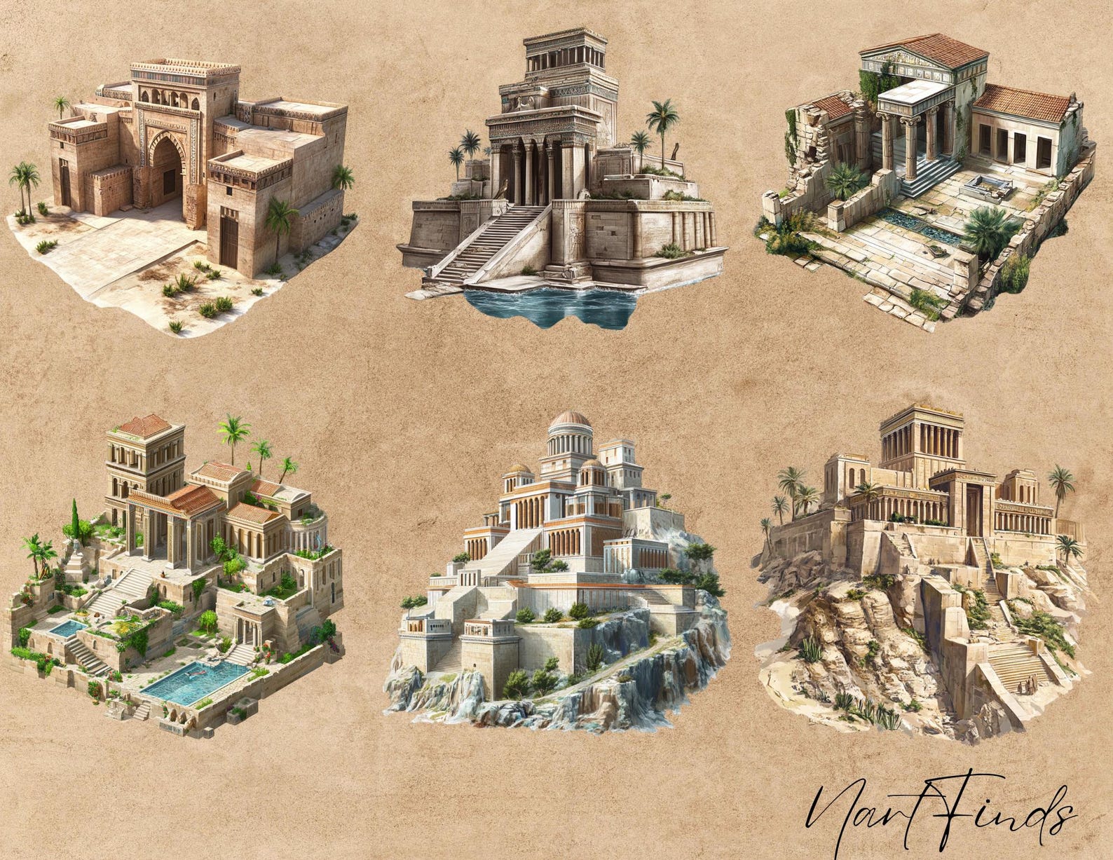 Ancient Alexandria Clipart: Historical Buildings PNG (commercial Use ...